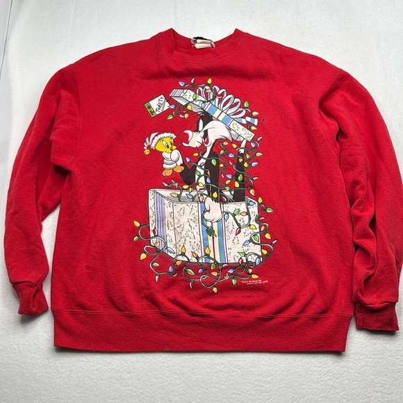 Warner Bros. | Shirts | Vintage Tweety Bird Sylvester Christmas Red ...